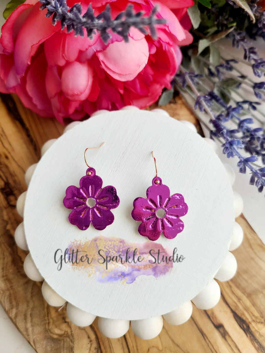 Pair of Tiny Embossed Violet flower Earring Steel Rule Die – Glitter Sparkle Studio