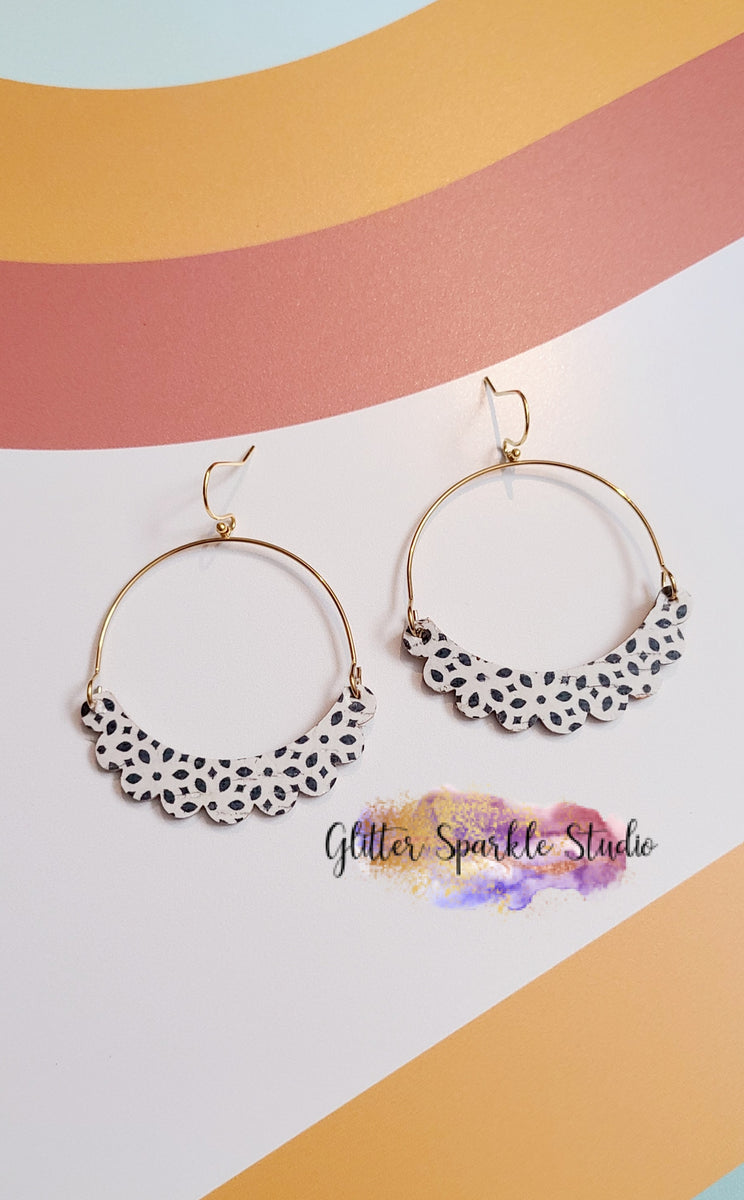 Two Pairs (23mm and 38mm) Hanging Scalloped Crescents semi circle mult ...