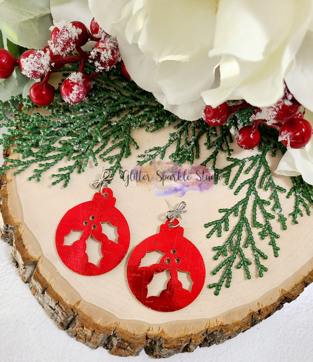 45mm Pair of Holy Cut out Ornament Bulb Christmas Earrings Steel Rule ...